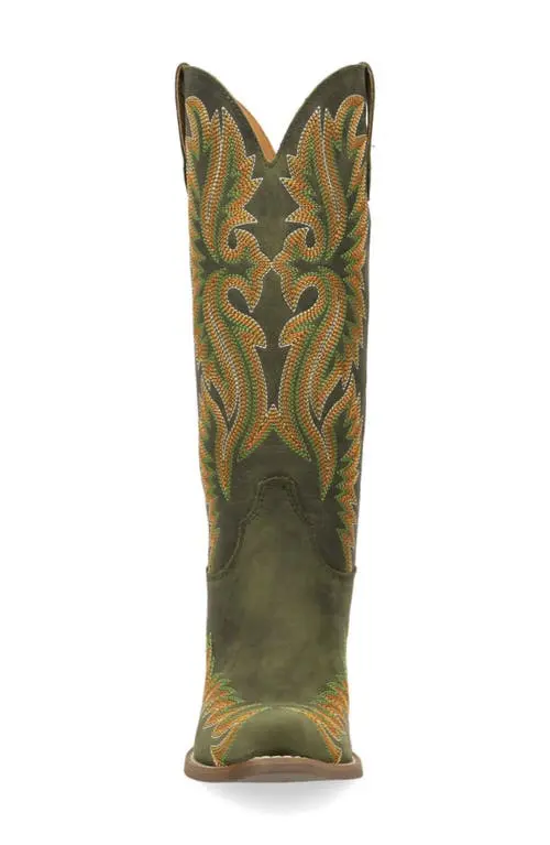 DINGO Lantana Leather Western Boots - Olive