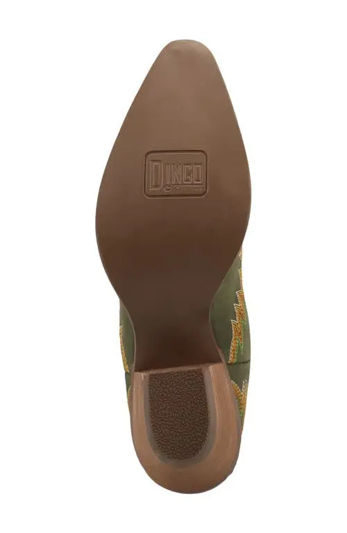 DINGO Lantana Leather Western Boots - Olive