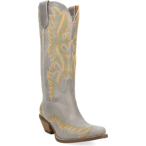 DINGO Lantana Leather Western Boots - White