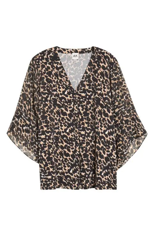 Anne Klein Mixed Media Split Neck Top