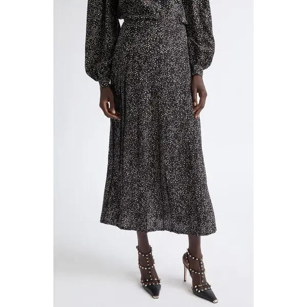 Valentino Garavani Starry Silk Crêpe De Chine Maxi Skirt - Black/cream