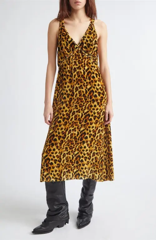 R13 Grunge Leopard Print Slipdress - Light Brown Leopard