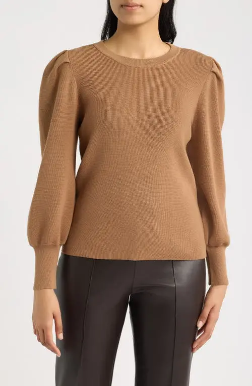 Anne Klein Puff Shoulder Sweater - Vicuna
