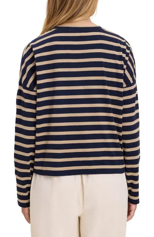 NZ BY NIC AND ZOE Striped Long Sleeve Cotton T-shirt - Indigo Multi