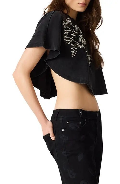 Steve Madden Callum Embellished Floral Graphic Top