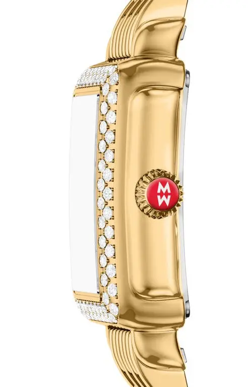 Michele Mini Deco Madison Two-tone 18k Plate Diamond Bracelet Watch