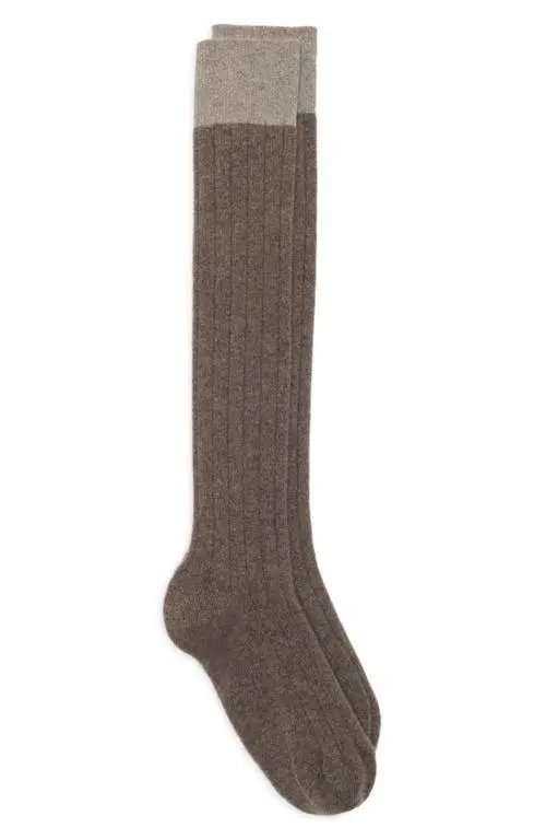 Johnstons Of Elgin Ainsley Cashmere Blend Knee Socks - Pebble
