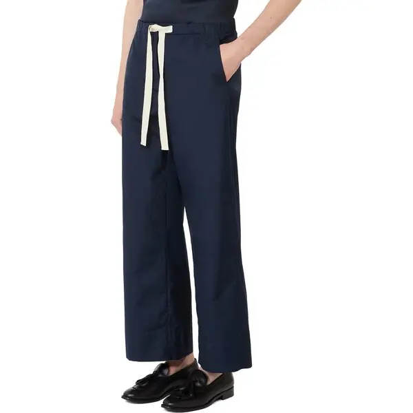 Max Mara Cotton Drawstring Trousers - Midnight Blue