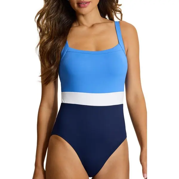 Tommy Bahama Sanibelle Colorblock One-piece Swimsuit - Mare Navy