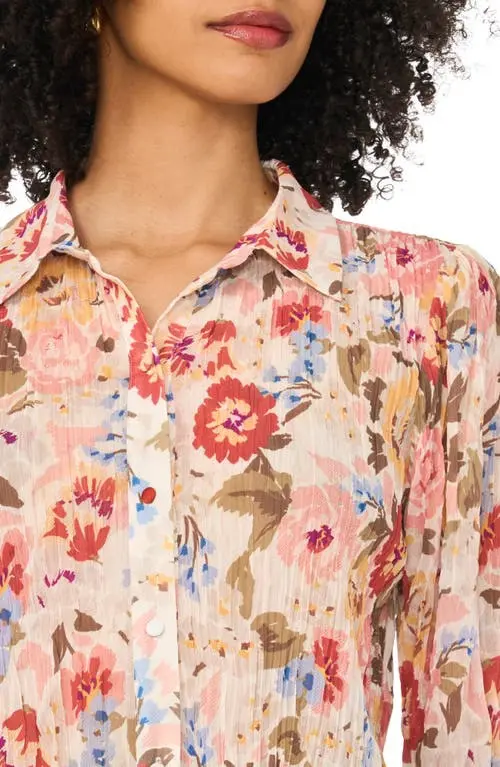 Vince Camuto Flutter Sleeve Floral Button-down Shirt