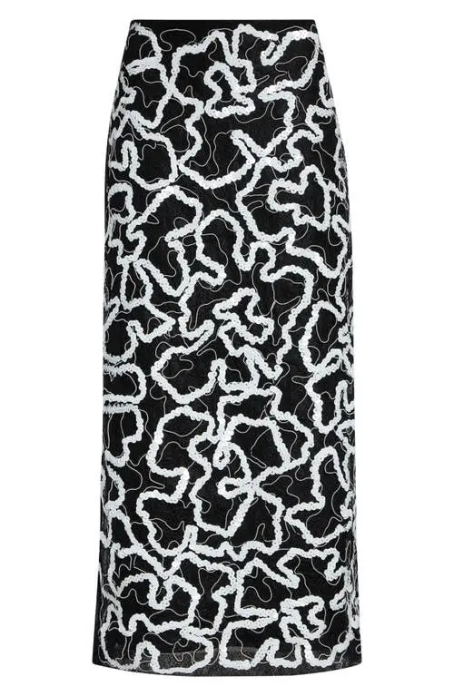 Proenza Schouler Maite Sequin Embellished Lace Skirt - Black White Multi