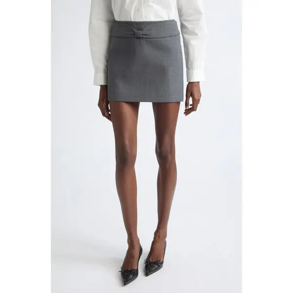 SHUSHU/TONG Bow Detail Low-rise Wool Blend Miniskirt - Grey