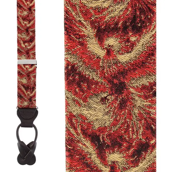 Trafalgar Phoenix Soaring Silk Button End Suspenders - Orange