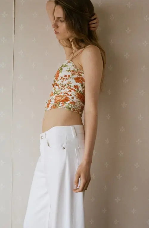 Mango Lace Trim Floral Crop Camisole