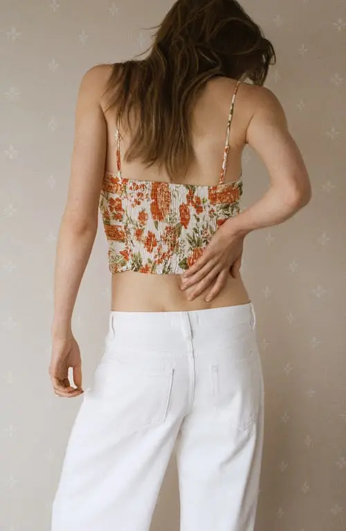 Mango Lace Trim Floral Crop Camisole