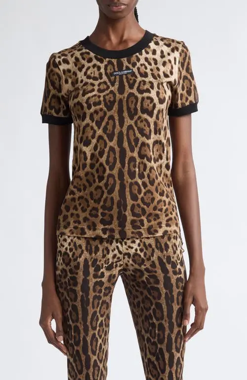 Dolce & Gabbana Leopard Jacquard Cotton Jersey T-shirt - Leo New
