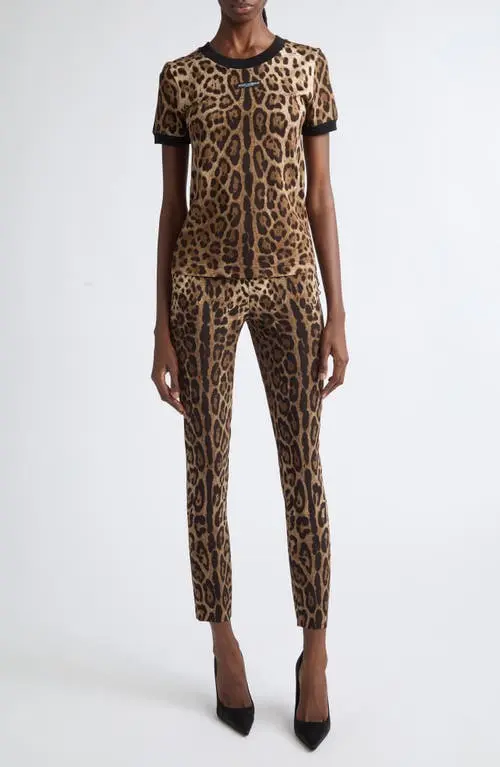 Dolce & Gabbana Leopard Jacquard Cotton Jersey T-shirt