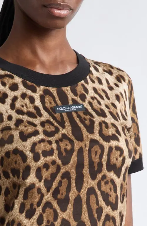Dolce & Gabbana Leopard Jacquard Cotton Jersey T-shirt