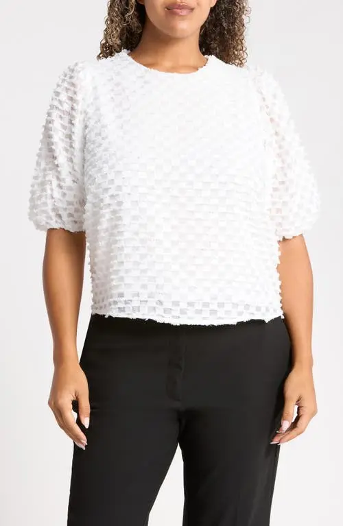 RAIN AND ROSE Textured Puff Sleeve Top