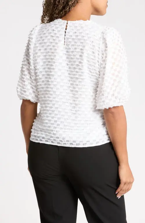 RAIN AND ROSE Textured Puff Sleeve Top