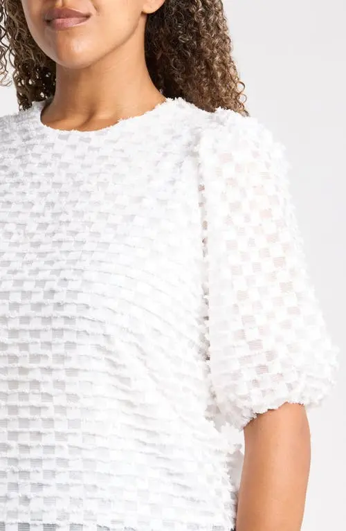 RAIN AND ROSE Textured Puff Sleeve Top