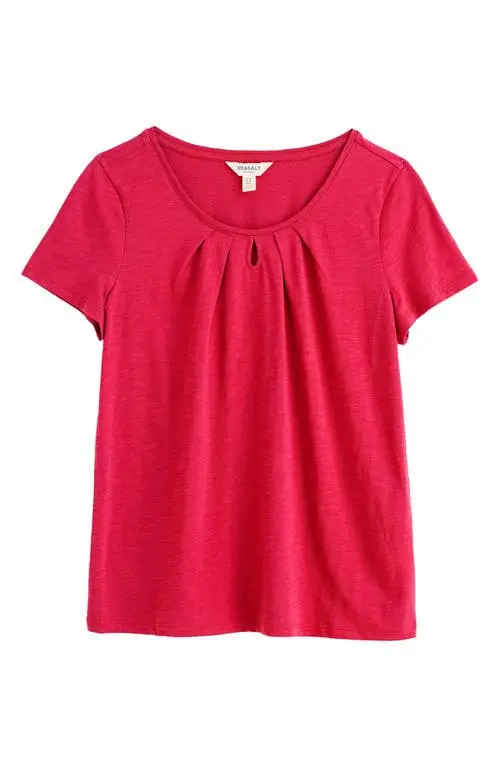 SEASALT CORNWALL Organic Cotton Keyhole T-shirt - Raspberry
