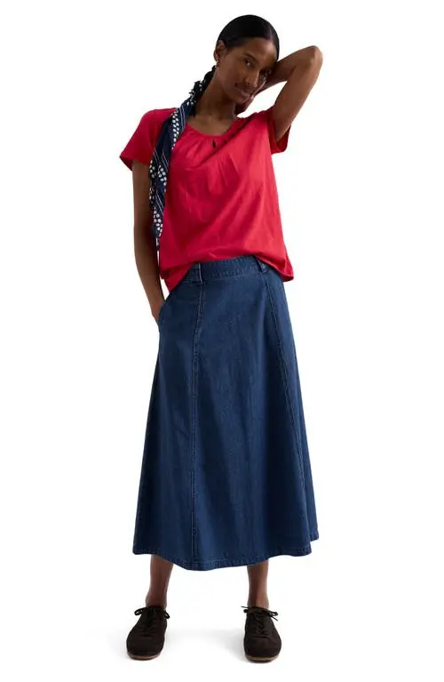 SEASALT CORNWALL Organic Cotton Keyhole T-shirt - Raspberry