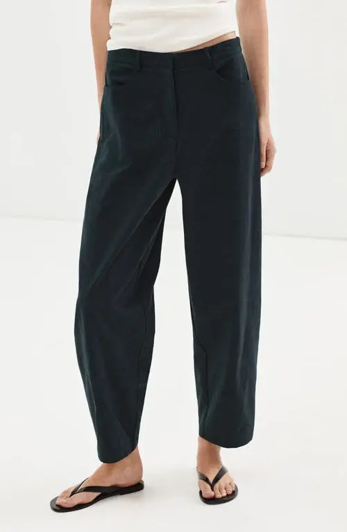 Mango High-waisted Balloon Pants With Tapered Leg - Navy