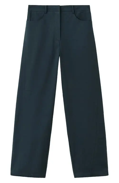 Mango High-waisted Balloon Pants With Tapered Leg - Navy