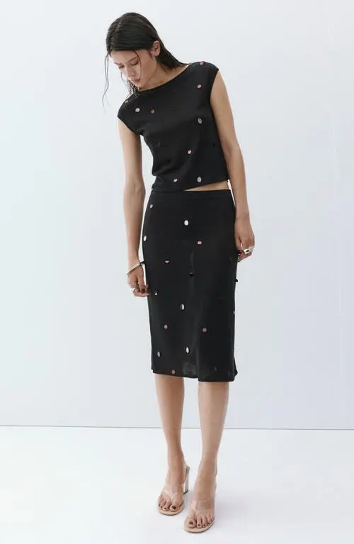 Mango Sequined Short Sleeve Top