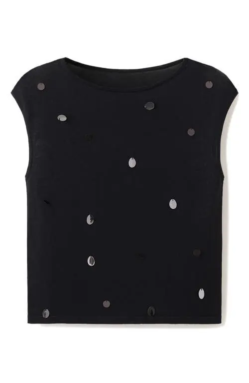 Mango Sequined Short Sleeve Top