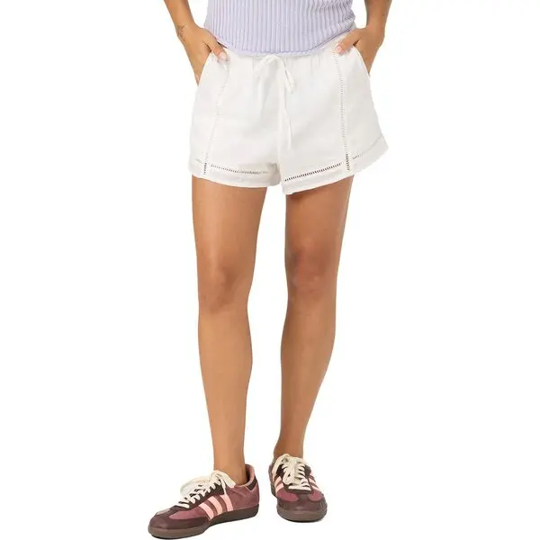O'Neill Cotton Shorts With Ladder Stitch Detail - White