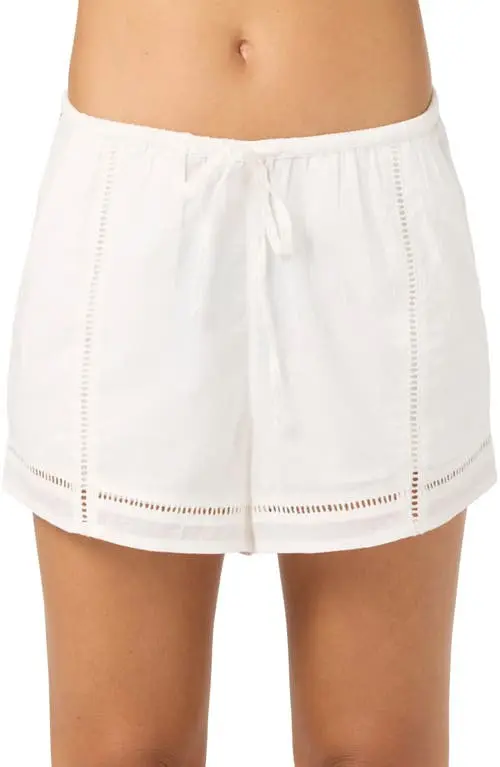 O'Neill Cotton Shorts With Ladder Stitch Detail - White