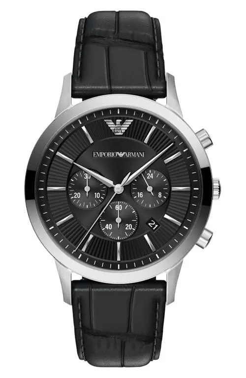 Emporio Armani Chronograph Stainless Steel Watch - Black