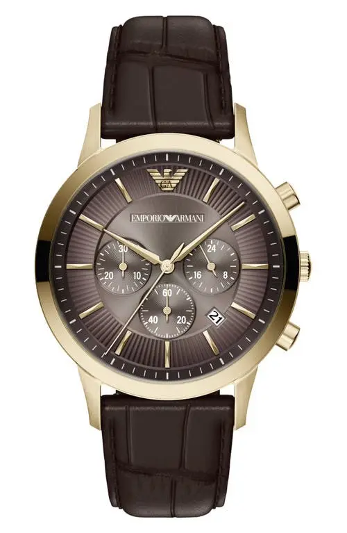 Emporio Armani Chronograph Stainless Steel Watch - Brown