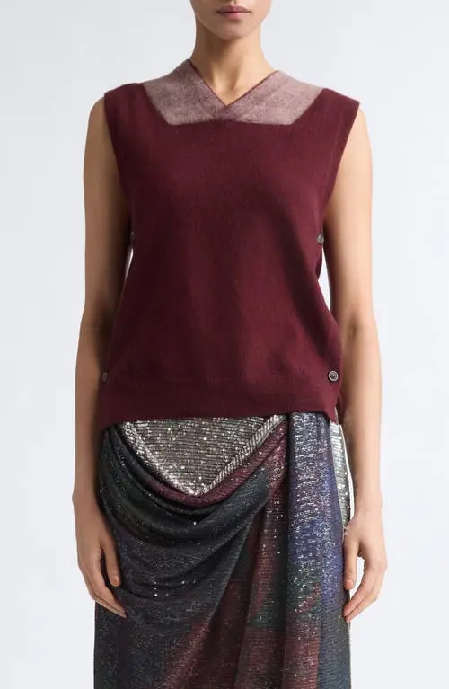 MAISON MARGIELA Virgin Wool Trompe L'oeil Sweater Vest - Bordeaux/ecru
