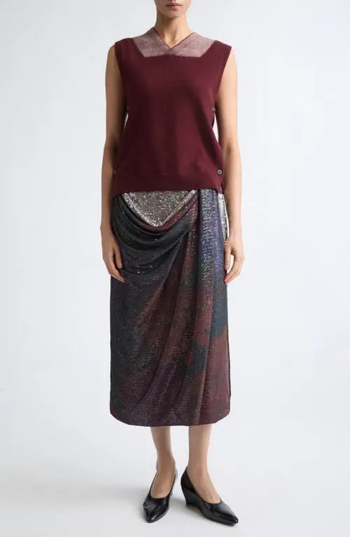 MAISON MARGIELA Virgin Wool Trompe L'oeil Sweater Vest - Bordeaux/ecru
