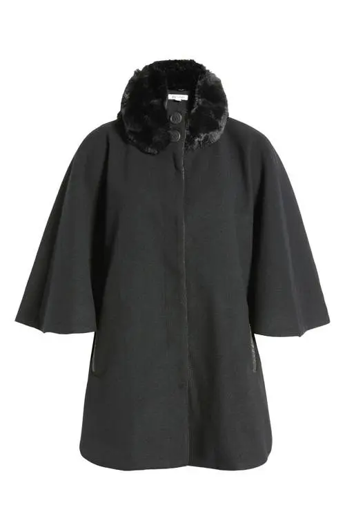 Via Spiga Faux Fur Collar Cape - Latte