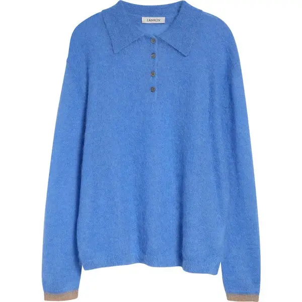 ZANKOV Ryan Alpaca & Mohair Blend Polo Sweater
