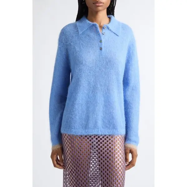 ZANKOV Ryan Alpaca & Mohair Blend Polo Sweater