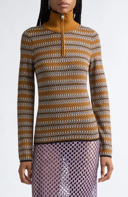 ZANKOV Merino Wool Jacquard Half-zip Sweater
