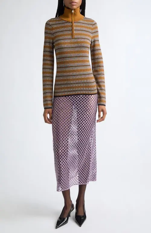 ZANKOV Merino Wool Jacquard Half-zip Sweater