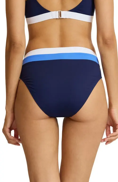 Tommy Bahama Sanibelle Colorblock High Waist Bikini Bottoms - Mare Navy