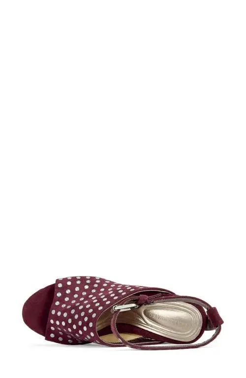 AZALEA WANG Mirova Studded Wedge Sandal - Plum