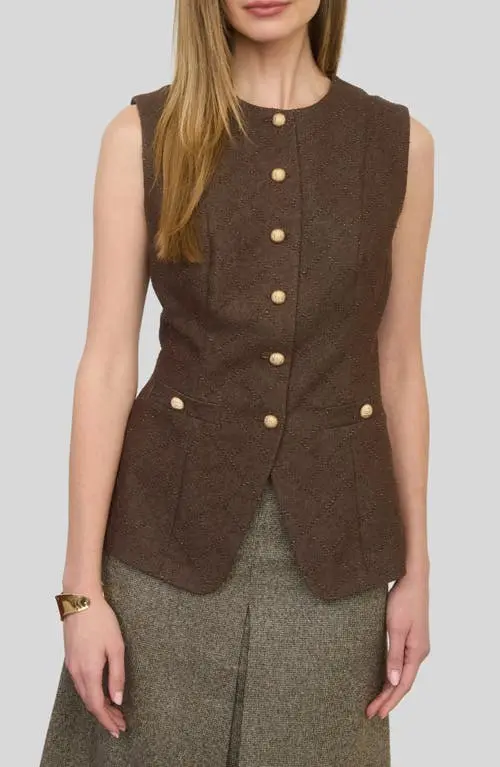 ZOE AND CLAIRE Diamond Quilted Vest - Brown