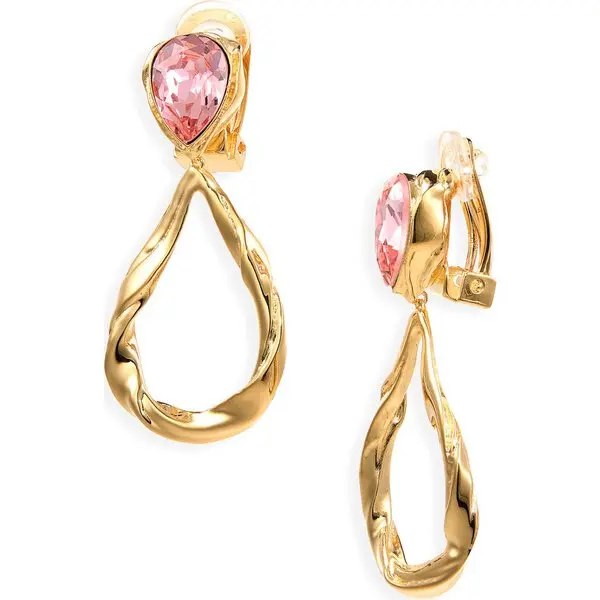 Oscar De La Renta Loop Drop Earrings With Crystal - Rose