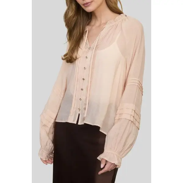 ZOE AND CLAIRE Ruffle Tie Neck Top
