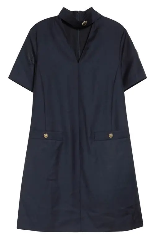 Moncler Wool Gabardine Scarf Neck Mini Dress