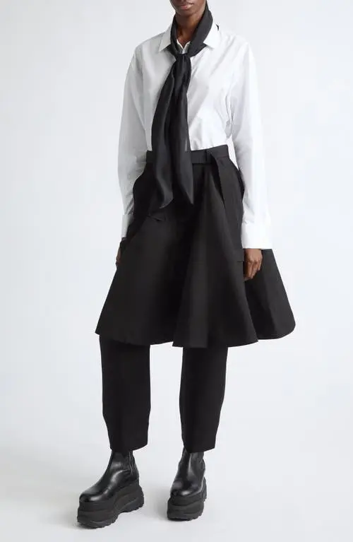 Sacai Belted Double-faced Silk & Cotton Skirted Pants