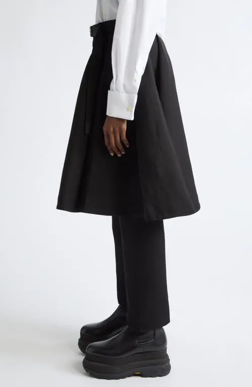 Sacai Belted Double-faced Silk & Cotton Skirted Pants